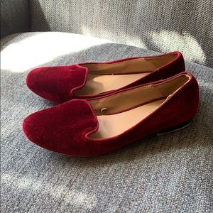 Zara | Shoes | Zara Red Velvet Flats Size 377 | Poshmark